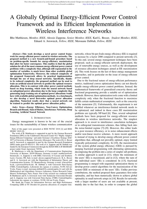 Pdf A Globally Optimal Energy Efficient Power Control Framework And Its Efficient