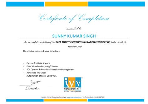Sunny Kumar Singh On Linkedin Dataanalytics Datavisualization Certification