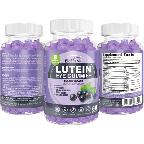 Biofinest Lutein Eye Gummy Supplement Zeaxanthin Bilberry Eyebright