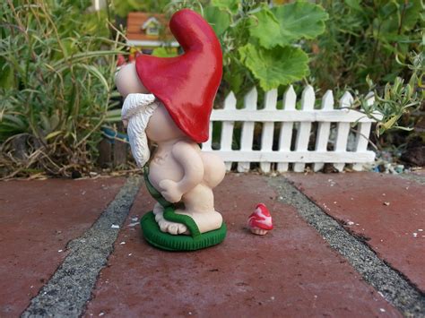 Handmade Mini Garden Gnome Butt Naked With Fig Leaf For Fairy Etsy
