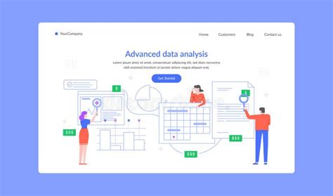 Advanced Data Analysis Landing Page Team Research Stock Vector