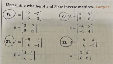 Solved Determine Whether A And B Are Inverse Matrices Chegg