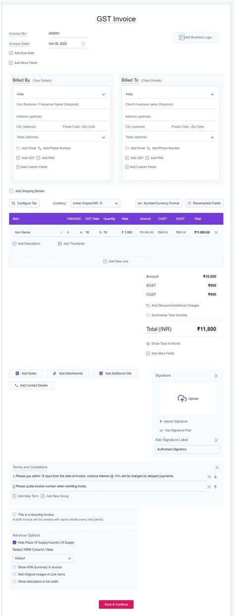 Gst Bill Format And Invoice Maker Gst Bill Online Refrens