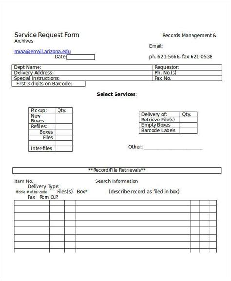 Service Request Form Template