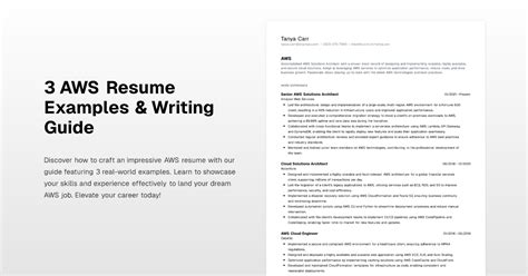 3 Aws Resume Examples And Writing Guide