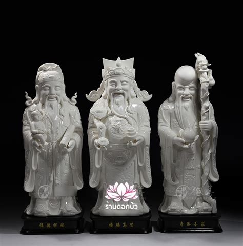 ฮก ลก ซิ่ว เทพเจ้าฮกลกซิ่ว งานกระเบื้องฮกเกี้ยนลงสีขลิบทอง 16 นิ้ว Thaipick