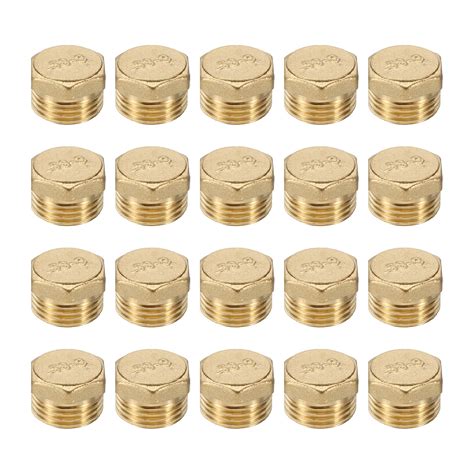 Uxcell G12 Male Thread Brass Hex Pipe Plug 20 Pcs External Hex Cap