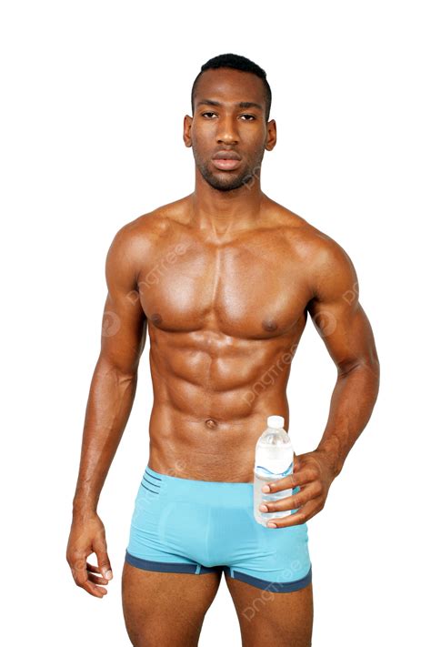 Handsome Muscular Black Man 3 Muscular Model Copyspace Bottled Png