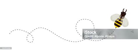Bee Flying Doted Path Line Way Bumblebee Fly Route Journey For Travel Honey Product Design Bee