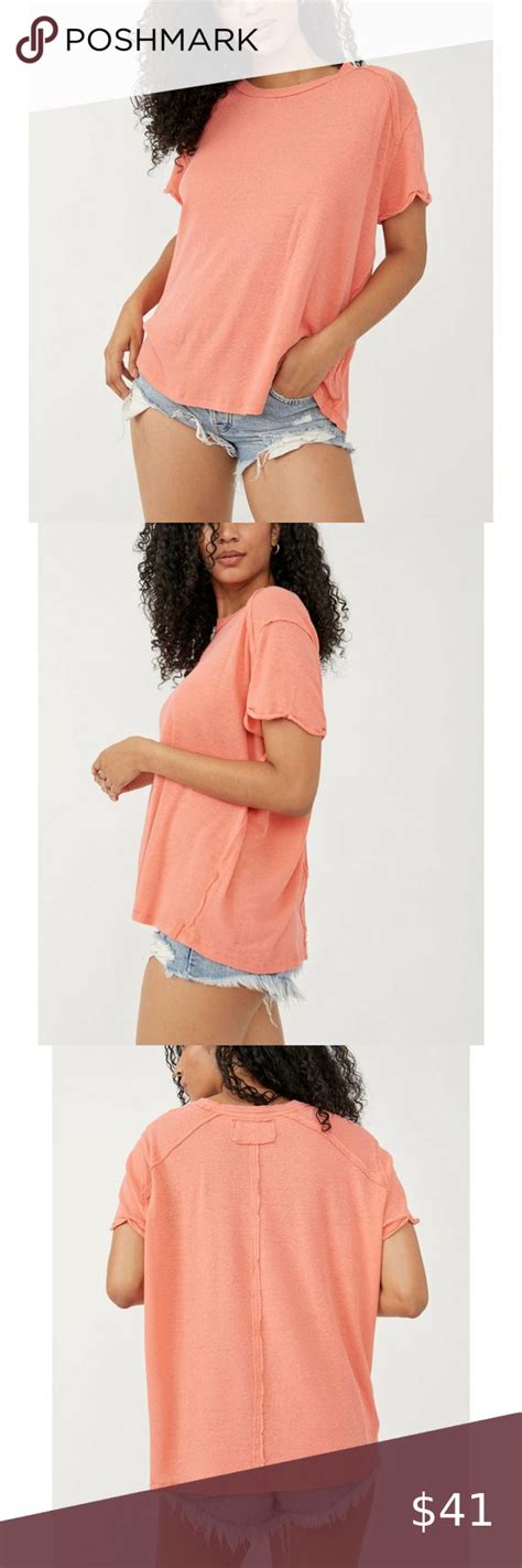 Nwt Free People Care Fp Bf Tee Burnt Coral Clothes Design Linen Tee Fashion Tips