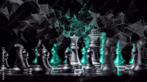 Rotating Chessboard With Pieces And Digital Graphics Elements Chess Notation Video Loop Vídeo