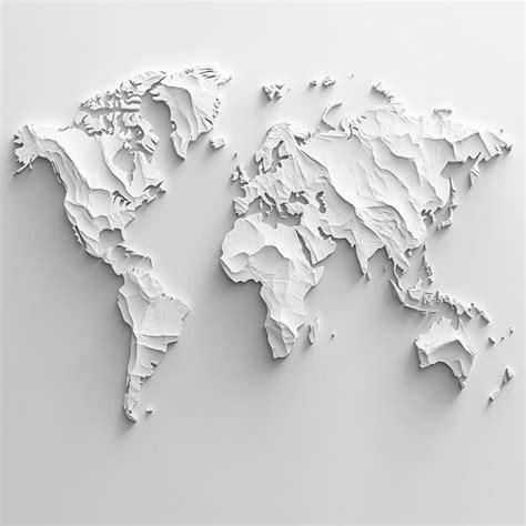 3d World Map In White With Shadows And Glowing Edges 3d Illustration Premium Ai Generated Image