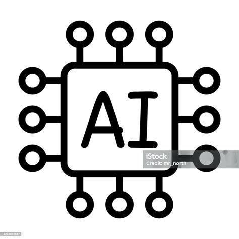 가는 선 스타일의 Ai 기술 아이콘입니다 벡터 일러스트 레이 션 그래픽 디자인 0명에 대한 스톡 벡터 아트 및 기타 이미지 0명 검은색 고립 색상 Istock