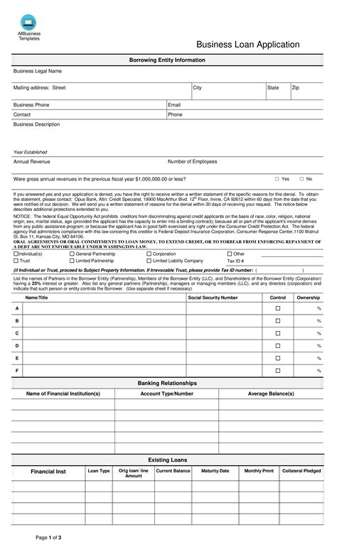Loan Application Form Template