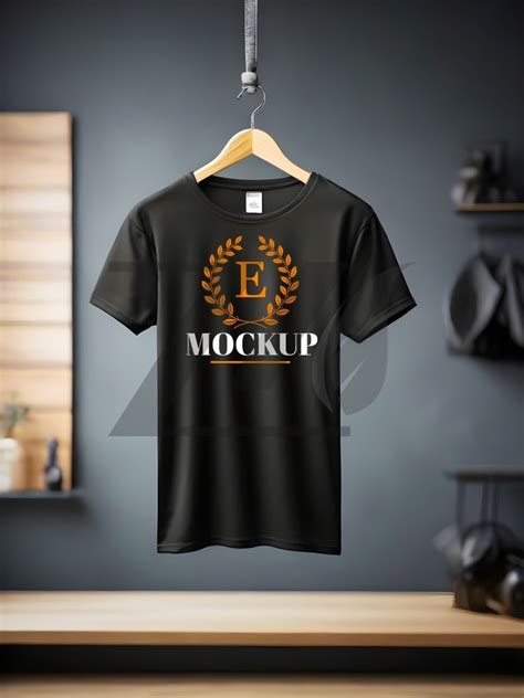 دانلود فایل لایه باز موکاپ تیشرت مشکی آویزان دانلود رایگان فایل لایه باز، Psd، وکتور، لوگو و موکاپ