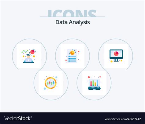 Data Analysis Flat Icon Pack 5 Icon Design Vector Image