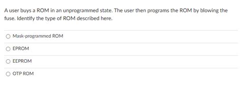 Solved A User Buys A Rom In An Unprogrammed State The User