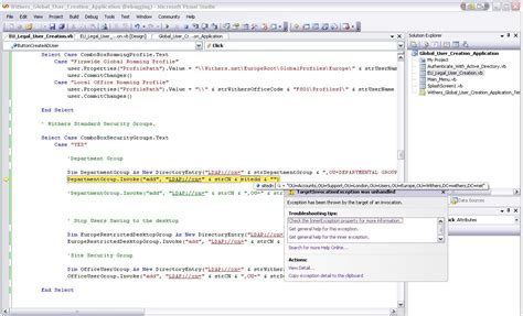 Resolved Targetinvocationexception Was Unhandled Vbforums
