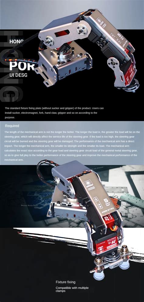 5 Dof Robot Arm Industrial Robotic Arm With 20kg 25kg Digital Servos F