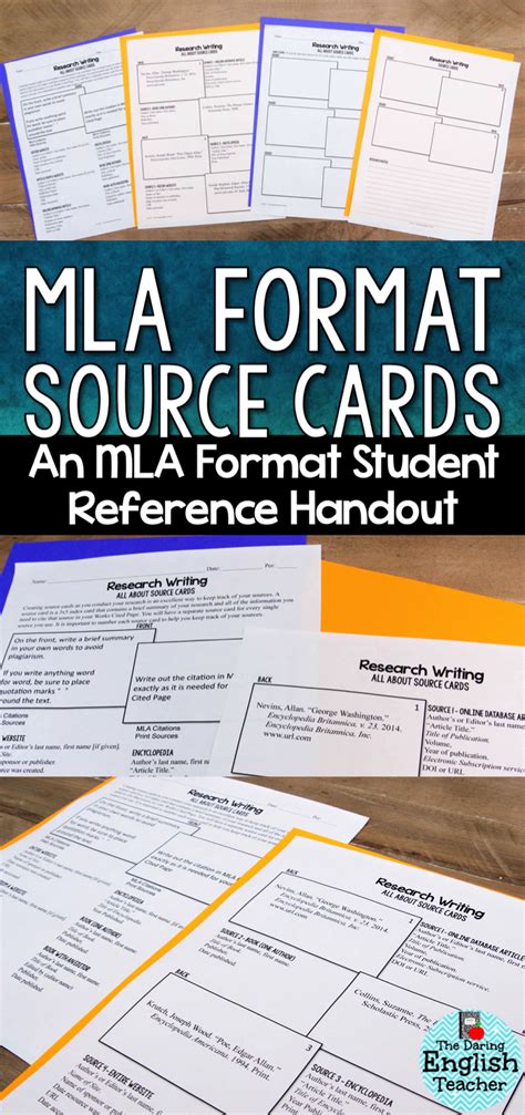 MLA Format Source Cards Reference Sheet And Graphic Organizer Writing Lessons Argumentative