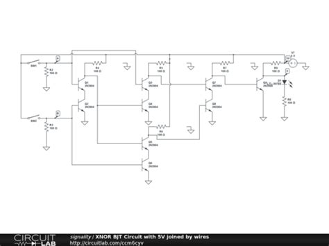 Xnor Bjt Circuit With 5v Joined By Wires Circuitlab