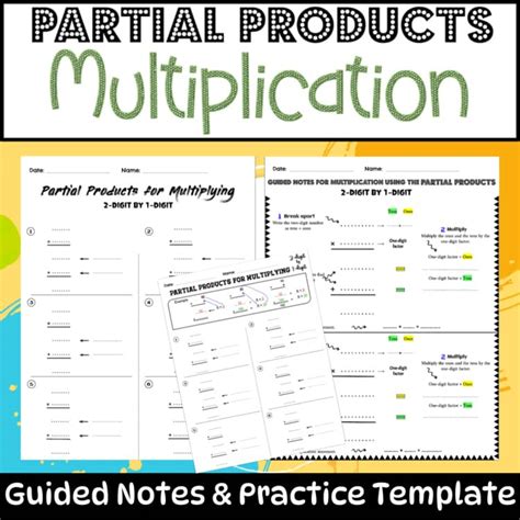 Multiplication Partial Products Worksheets Anchor Chart Template Guided
