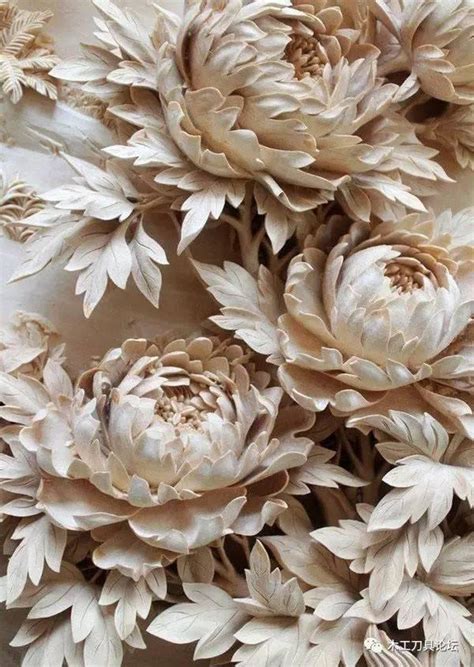 純手工牡丹、梅花、菊花等花卉木雕作品 每日頭條