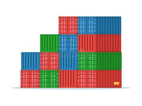 Stack Of Cargo Containers Stock Vector Illustration Of Logistic 100387362