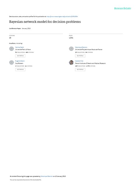 Bayesian Network Model For Decision Problems Download Free Pdf