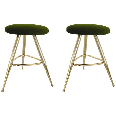 Pair Of Vintage Italian Brass Bar Stools At 1stdibs
