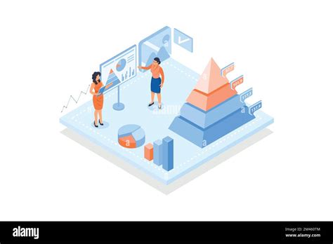 Conceptual Template With Pyramid Diagram And Woman Monitoring Indicators Scene For Structural