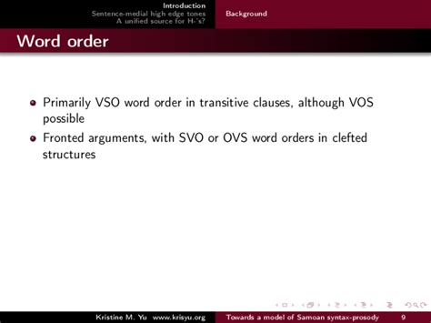 Towards A Model Of The Samoan Syntax Prosody Interface Speaker Deck