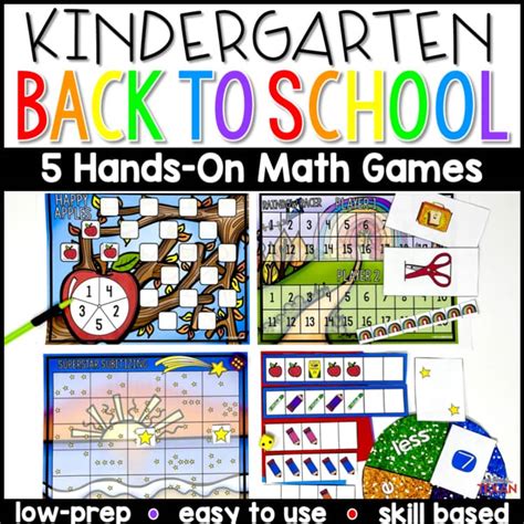 Back To School Kindergarten Math Center Games Kindergarten Math