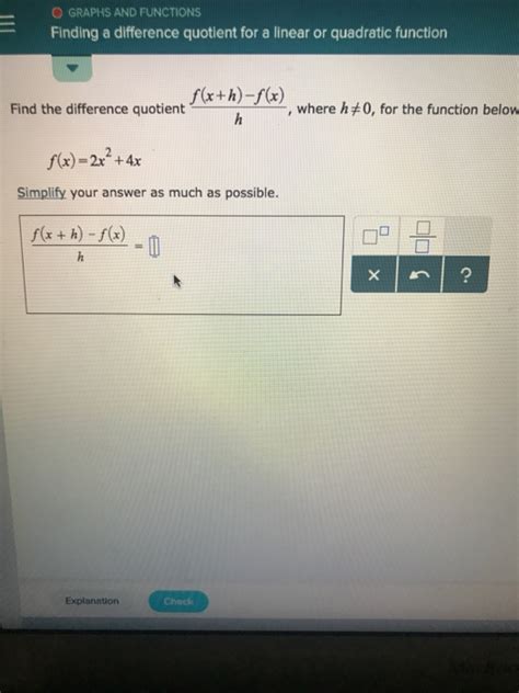 Solved O GRAPHS AND FUNCTIONS Finding A Difference Quotient Chegg