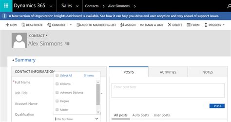 Dynamics 365 Crm Dynamics 365 Multiselect Option Set