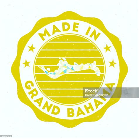 그랜드 바하마에서 제작 섬 둥근 우표 테두리 모양의 그랜드 바하마의 인장 원형 텍스트와 별이 있는 빈티지 배지 벡터 일러스트 레이 션입니다 바하마에 대한 스톡 벡터 아트 및