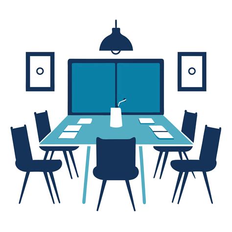 Lino Cut Meeting Room Silhouette White Background 46959158 Vector Art