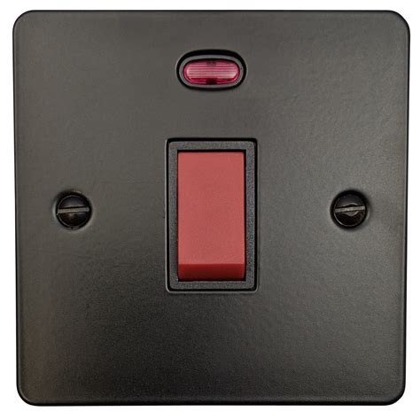 Flat Plate Matt Black Ffb Light Switches Plug Sockets Dimmers Cooker