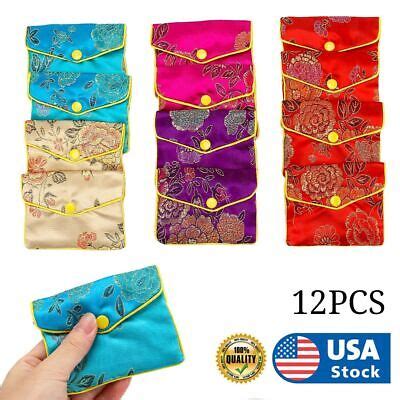 12x Fancy Silk Chinese Jewelry Purse Pouches Zipper T Bag Pouch 7