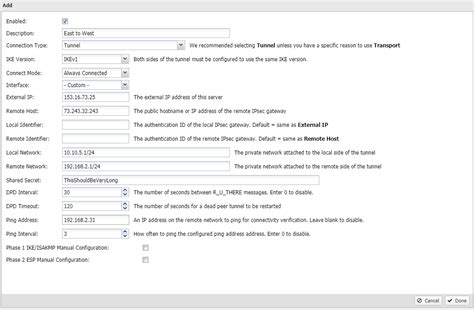 Creating An Ipsec Tunnel Between Ng Firewall Appliances Edge Threat Management Support Arista