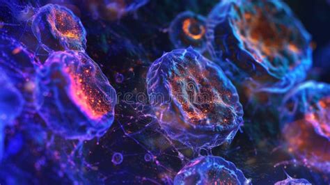 A Microscopic View Of A Group Of Embryonic Stem Cells With Some Cells