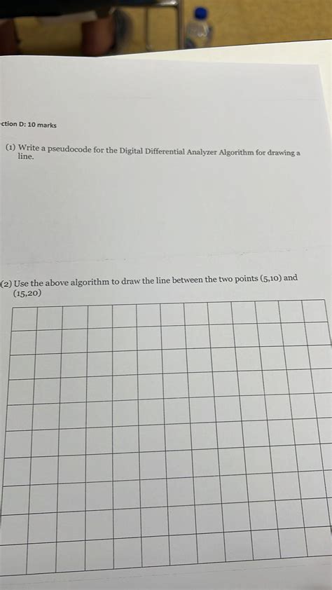 Solved Write A Pseudocode For The Digital Differential Chegg