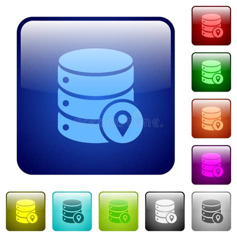 Database Location Color Square Buttons Stock Vector Illustration Of