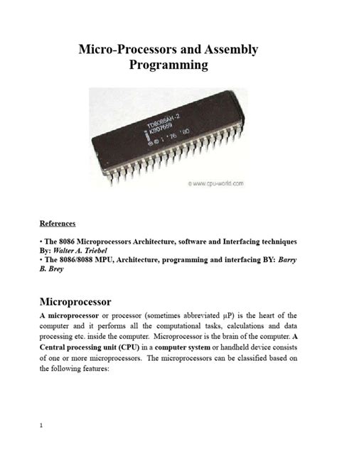 Micro Processors And Assembly Programming Pdf Read Only Memory
