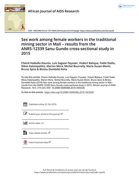 Pdf Sex Work Among Female Workers In The Traditional Mining Sector In