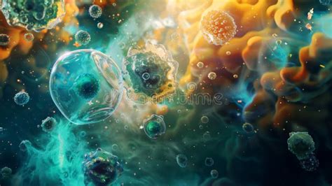 Cellular Molecular Processes With Various Cell Types Intracellular Structures In Motion