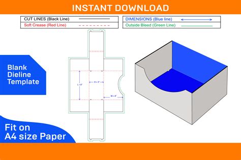Cardboard Folding Tray Box Dieline Template And 3d Render File Box Design Blank Dieline Template