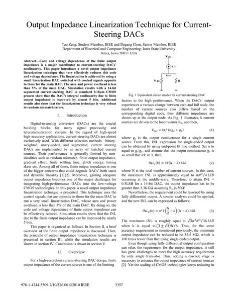 PDF Output Impedance Linearization Technique For Current Steering DACs