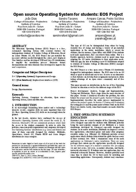 Pdf Open Source Operating System For Students Eos Project