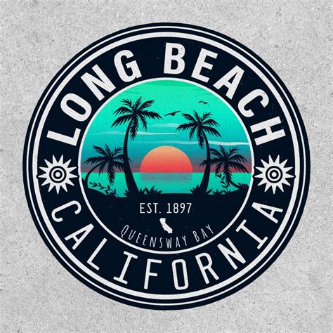 Long Beach California Tropical Sunset Souvenir 70s Patch Zazzle Long Beach California Long